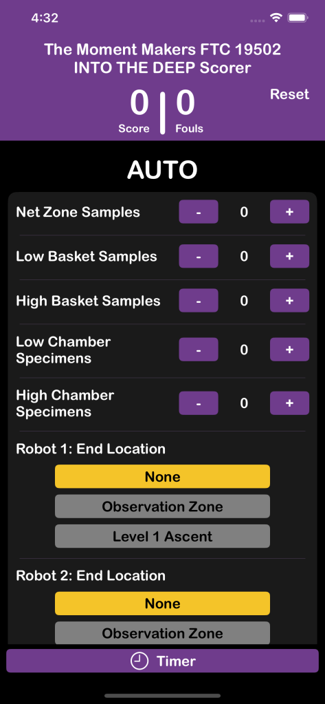 FTC Scorer App – The Moment Makers